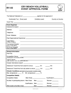 Fillable Online cevadmin cev BV-A2 bCEVb BEACH VOLLEYBALL EVENT ...