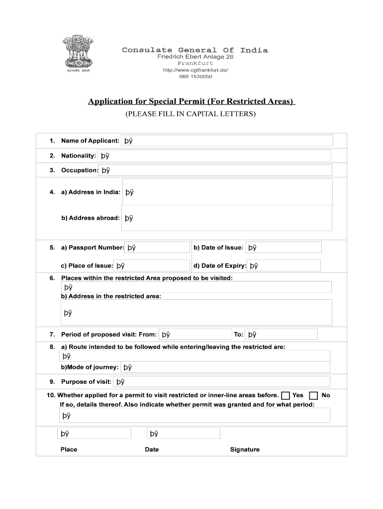 Fillable Online employee igcsvisa Application for Special Permit For ...