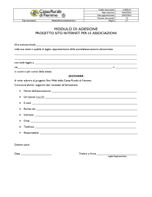 Compilabile Online cr-fiemme MODULO DI ADESIONE PROGETTO SITO INTERNET PER LE ASSOCIAZIONI Fax ...