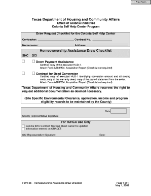 Fillable Online tdhca state tx Form 26 - Homeownership Assistance Draw ...