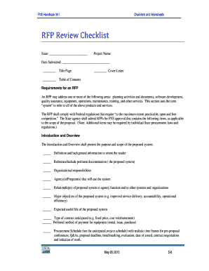 Fillable Online fns usda RFP Review Checklist - fns usda Fax Email ...