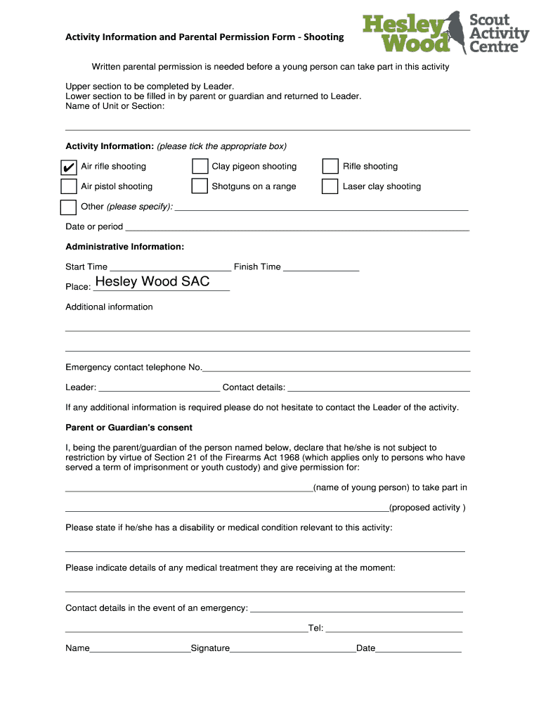 Fillable Online syscouts Shooting consent form - syscouts Fax Email ...