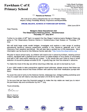 Fillable Online fawkham kent sch Badgers Class - Herstmonceux Visit ...