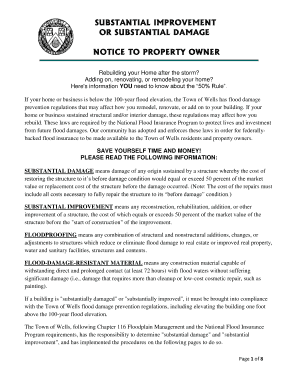 Fillable Online wellstown SUBSTANTIAL IMPROVEMENT OR SUBSTANTIAL DAMAGE ...