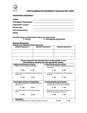 Fillable Online bboard ocsb PARTNERSHIPSPONSORSHIP EVALUATION FORM ...