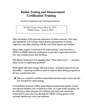 Fillable Online unitedradon Radon Testing and Measurement Certification ...