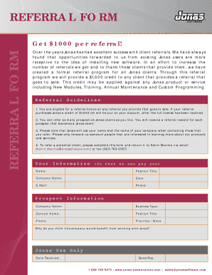 Fillable Online Get 1000 per referral REFERRAL FORM Fax Email Print ...