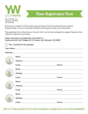 Fillable Online youthworksnd Business Sponsorship Registration Form ...