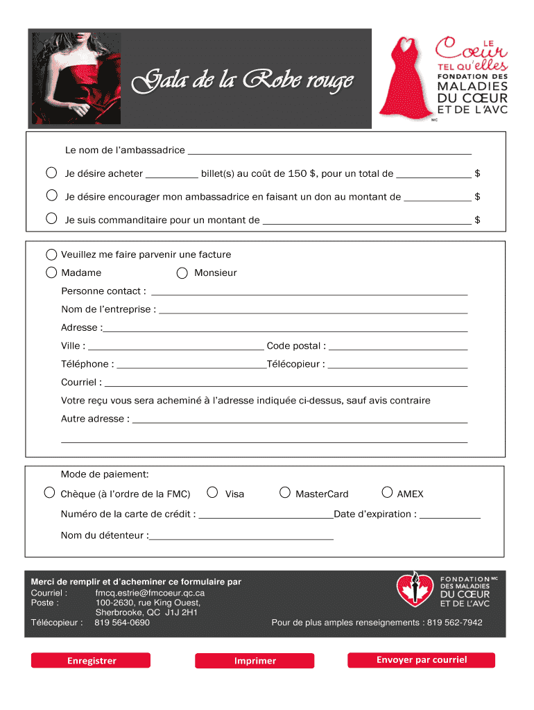 Fillable Online Gala de la Robe rouge - bQCb Fax Email Print - pdfFiller