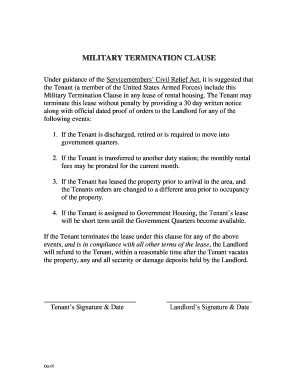 Fillable Online MILITARY TRANSFER CLAUSE - KMB Property Management Fax ...