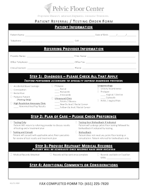 Fillable Online pelvicfloorcenter Fax completed bformb to b651b 225 ...