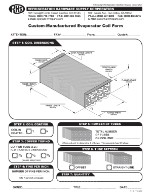 Fillable Online Custom-Manufactured Evaporator Coil Form Fax Email ...