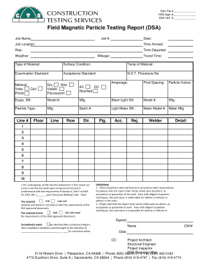 Fillable Online Field Magnetic Particle Testing Report DSA - cts-1com ...