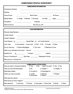 Fillable Online 14-1 Homeowner Profile Worksheet Fax Email Print ...