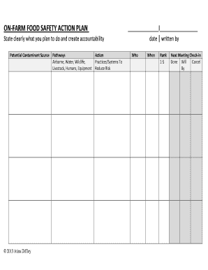 Fillable Online ON-?FARM FOOD SAFETY ACTION PLAN - Atina Diffley Fax ...