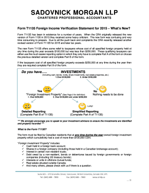 Fillable Online smllp Form T1135 Foreign Income Verification Statement for 2015 - smllp Fax ...