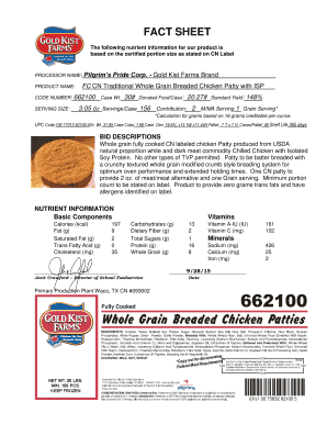 Fillable Online Gold Kist Farms Brand FC CN Traditional Whole Grain ...
