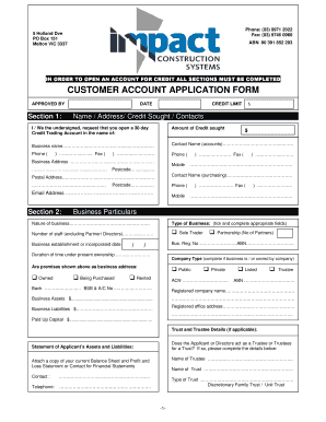 Fillable Online impactsystems net Impact Cust Account Application Form ...