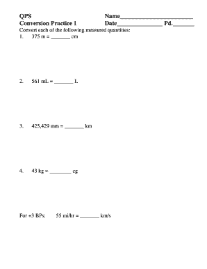 Fillable Online chlive QPS Name Conversion Practice 1 Date Pd ...