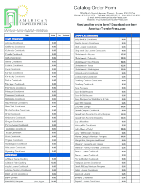 Fillable Online Catalog Order Form - American Traveler Press Fax Email ...