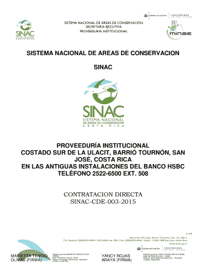 Fillable Online sinac go SISTEMA NACIONAL DE AREAS DE CONSERVACION ...