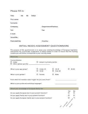 Fillable Online advoco Annex 7 Template initial needs assessment ...