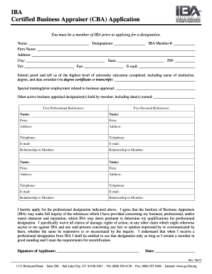 Fillable Online go-iba CBA Application 8-6-12 - go-iba Fax Email Print ...