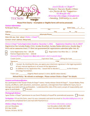 Fillable Online chicksnchaps Chicks N Chaps 2015 Registration Form 2015 ...