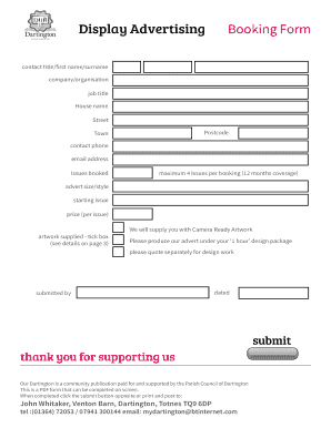 Fillable Online dartingtonparishcouncil co Dartington Display ...
