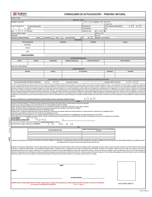 Fillable Online Formulario de actualizaci n - persona natural f dd/mm ...