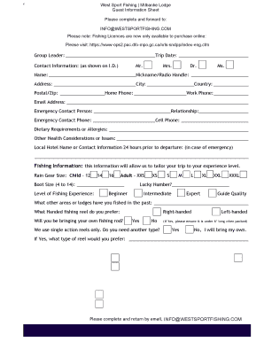 Fillable Online Guest Info Sheet with header - King Pacific Lodge Fax ...