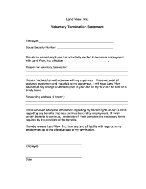 Fillable Online Voluntary termination statement - powerlineproductscom ...
