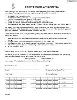 Fillable Online DIRECT DEPOSIT AUTHORIZATION - CSI Process Fax Email ...