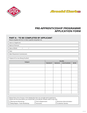 Fillable Online stmungoshighschool co Pre-ApprenticeShip progrAmme ...