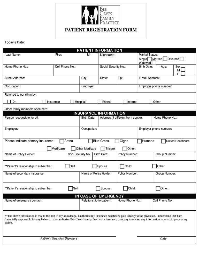 Fillable Online PATIENT REGISTRATION FORM initiatorinfo Fax Email Print - pdfFiller