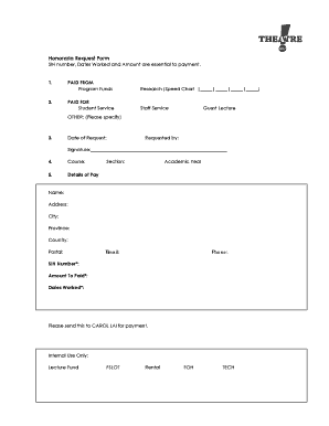 Fillable Online archive theatre ubc Honoraria Request Form - University of British Columbia ...
