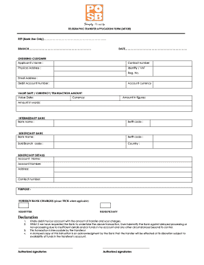 Fillable Online posb co Telegraphic btransferb application bformb - POSB Fax Email Print - pdfFiller