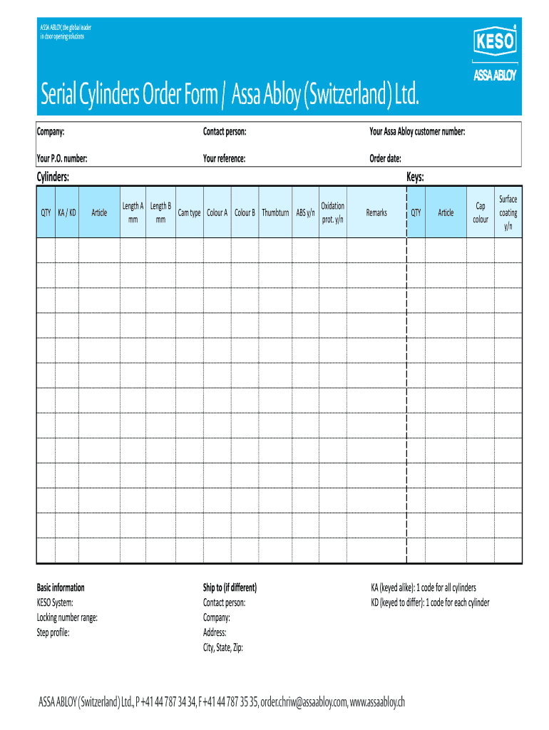 Fillable Online assaabloy Company Contact person Your Assa Abloy ...