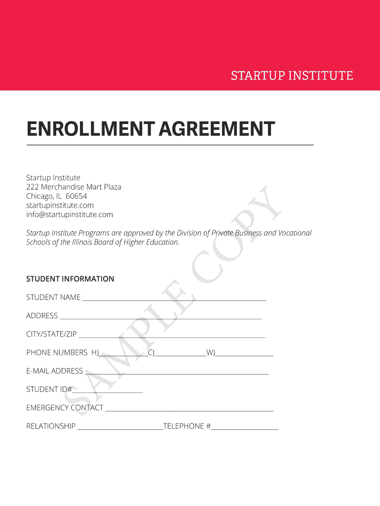 Fillable Online Student enrollment agreement - Startup Institute Fax Email Print - pdfFiller