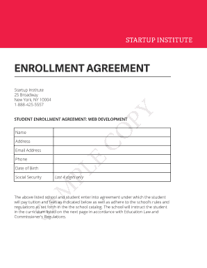 Fillable Online ENROLLMENT AGREEMENT - Startup Institute Fax Email ...
