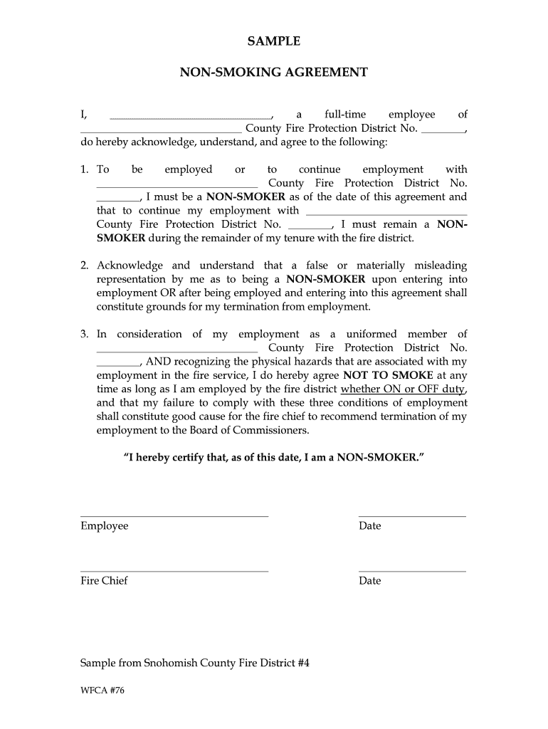 Fillable Online wfca wa SAMPLE NON-SMOKING AGREEMENT - wfca wa Fax ...