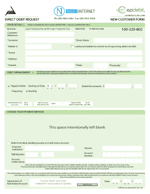 Fillable Online Direct Debit Request bFormb - From Bank Account - Node1 Fax Email Print - pdfFiller