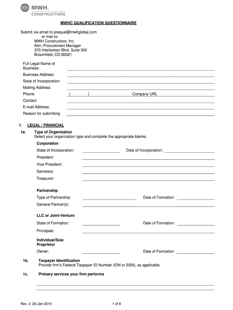 Fillable Online Subcontractor Prequalification FormDraft Fax Email Print - pdfFiller
