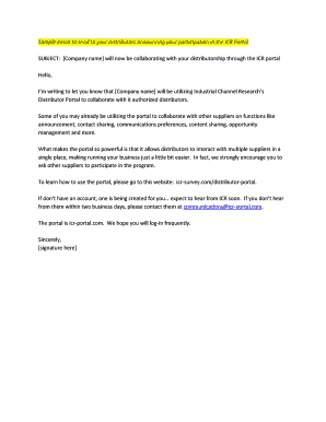 Fillable Online Sample email to send to your distributors announcing ...