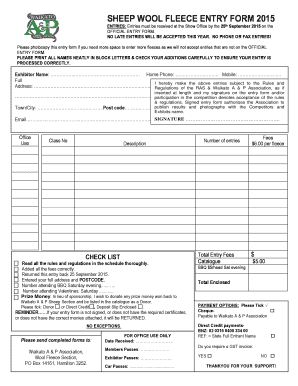 Fillable Online waikatoaandp co ENTRIES OFFICIAL ENTRY FORM NO LATE ...