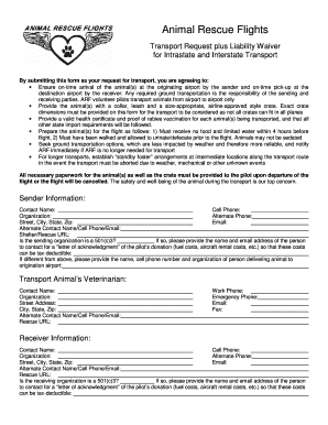 Fillable Online animalrescueflights ARF Transport Request - Animal ...
