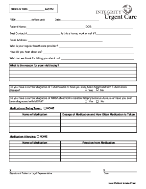 Fillable Online Date: Patient Name: DOB: Best Cont - Integrity Urgent ...