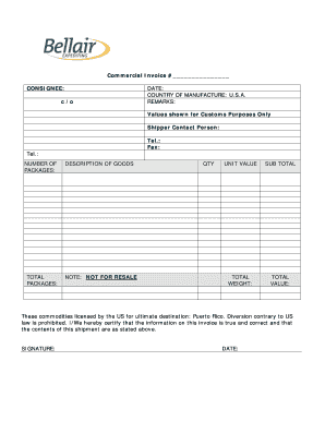 Fillable Online Commercial Invoice # Fax Email Print - pdfFiller