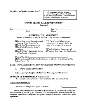 Fillable Online Local bFormb B240 - REAFFIRMATION AGREEMENT ...