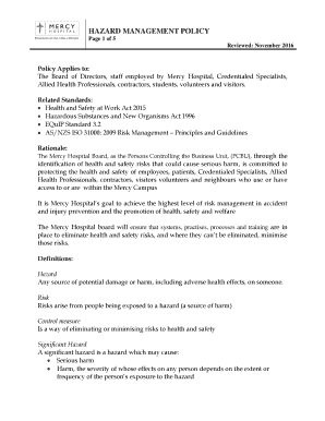 Fillable Online HAZARD MANAGEMENT POLICY Fax Email Print - pdfFiller